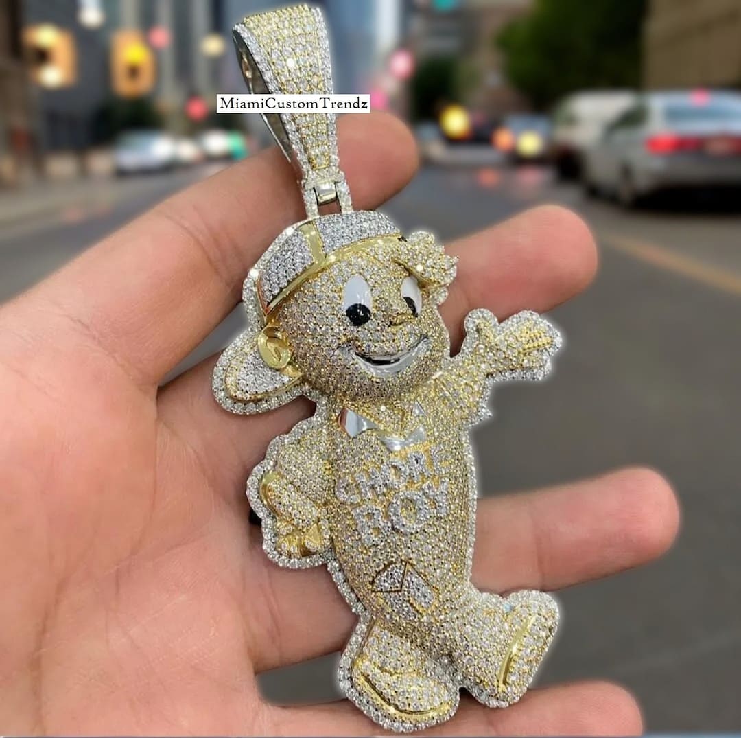 3D Moissanite Diamond Character Pendant, Iced Out Men Pendant, Hip Hop ...