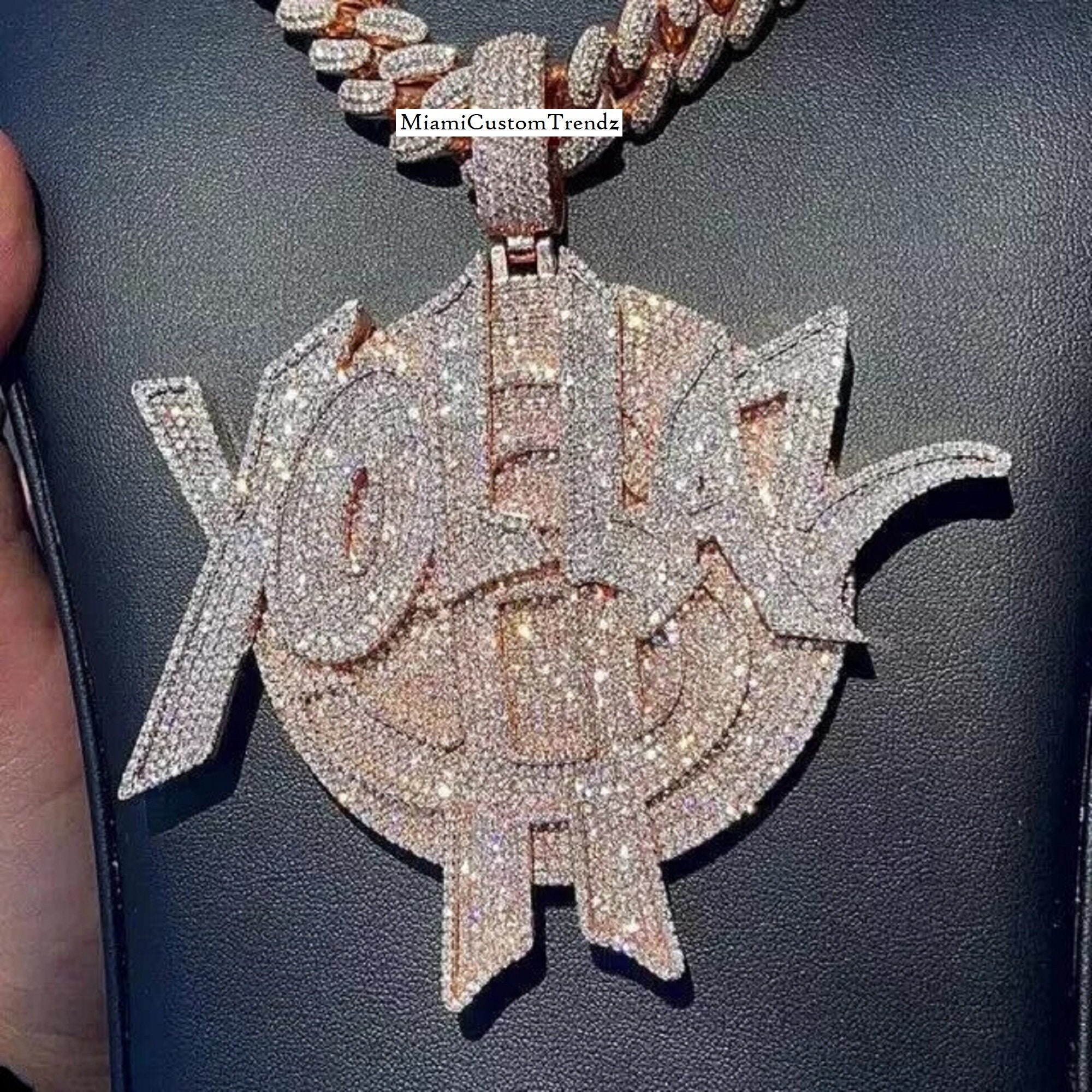 Iced Out Logo Pendant, Moissanite Custom Design Pendant, Letter Pendant ...