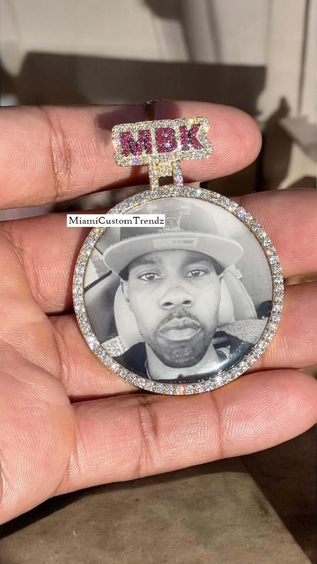 Moissanite Diamond Circle Memory Pendant, Name Bail, Photo Pendant ...