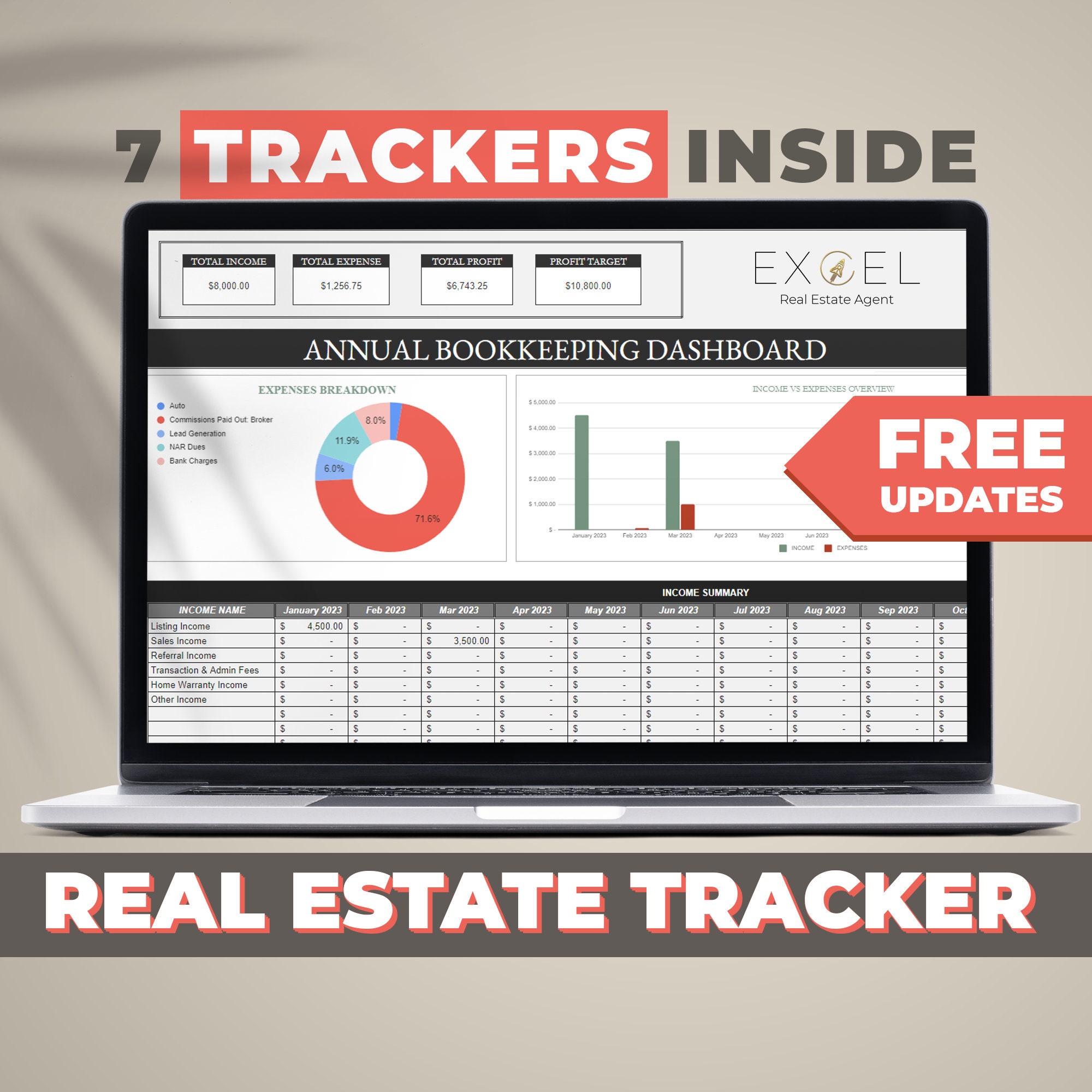 Real Estate Expense Tracker Real Estate Income and Expense Tracker Realtor Spreadsheets Built ...