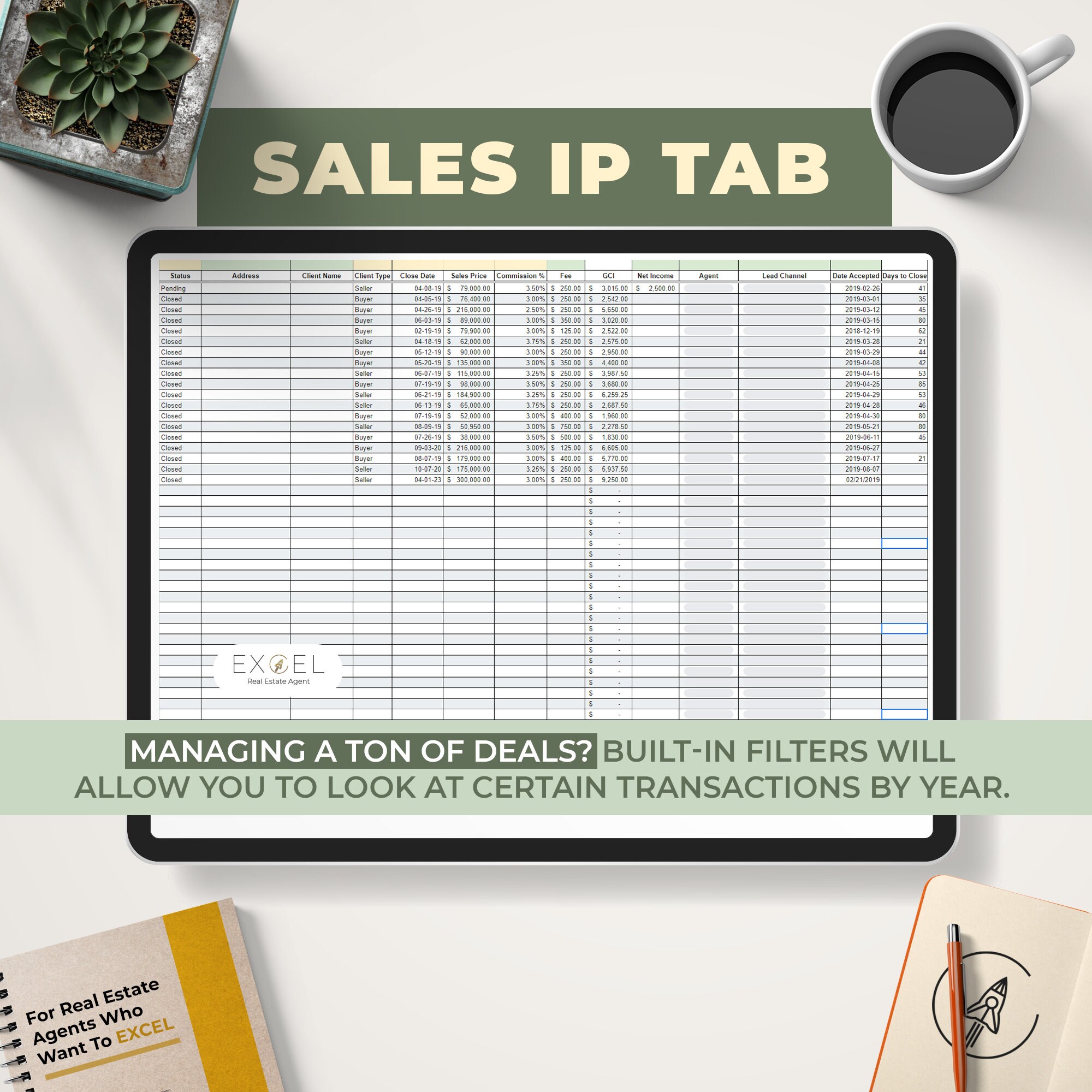 Real Estate Commission Sales Tracker | Realtor Spreadsheets | Google ...