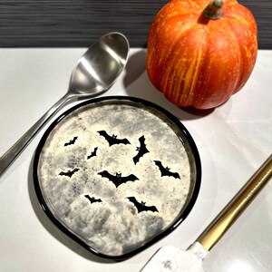 Moonlight Bats Spoon Rest Halloween Pottery Handmade Pottery Pottery ...