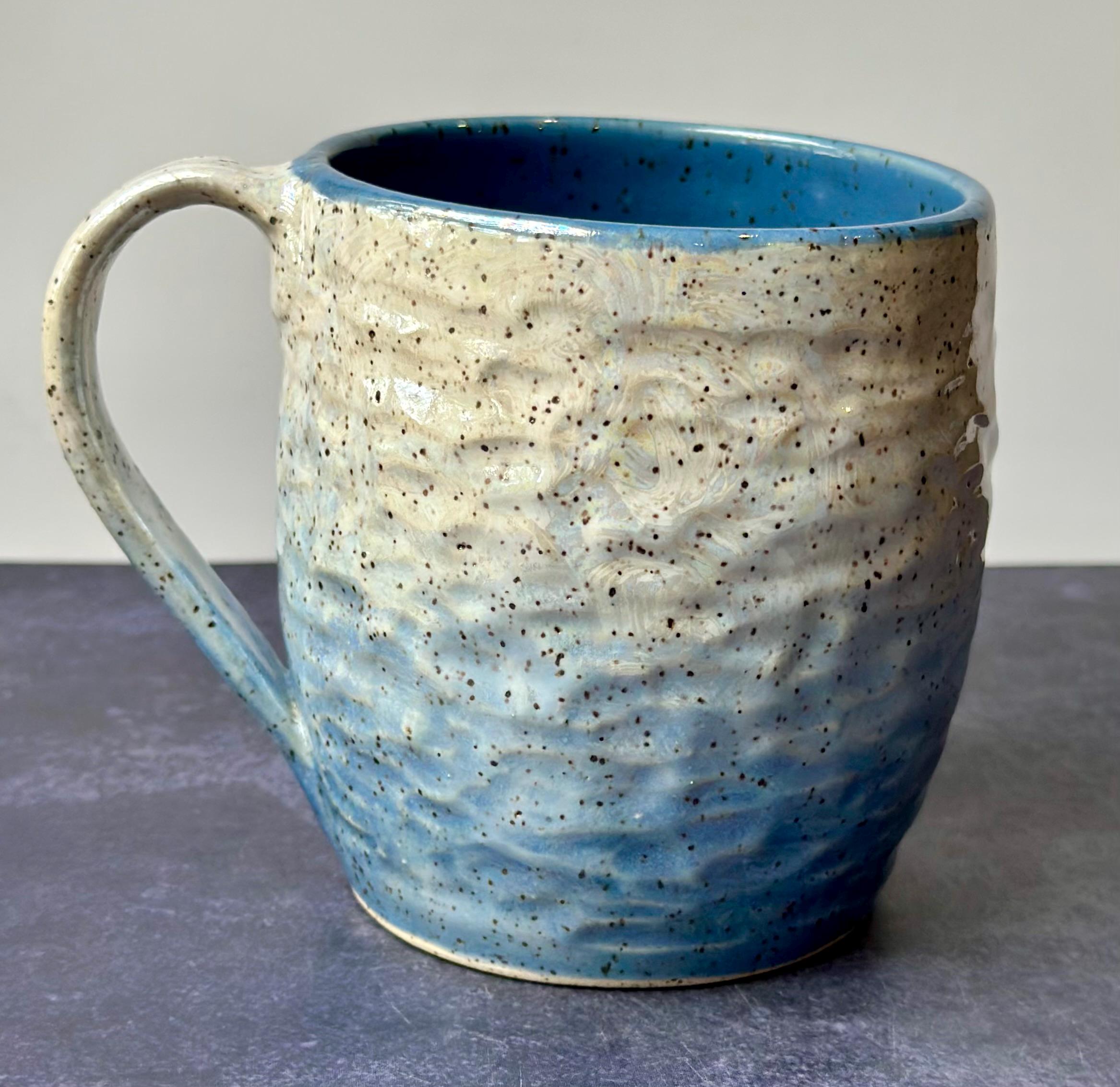 Hand-carved Stoneware Mug | Handmade Pottery, 14oz | Blue Ombre - Etsy