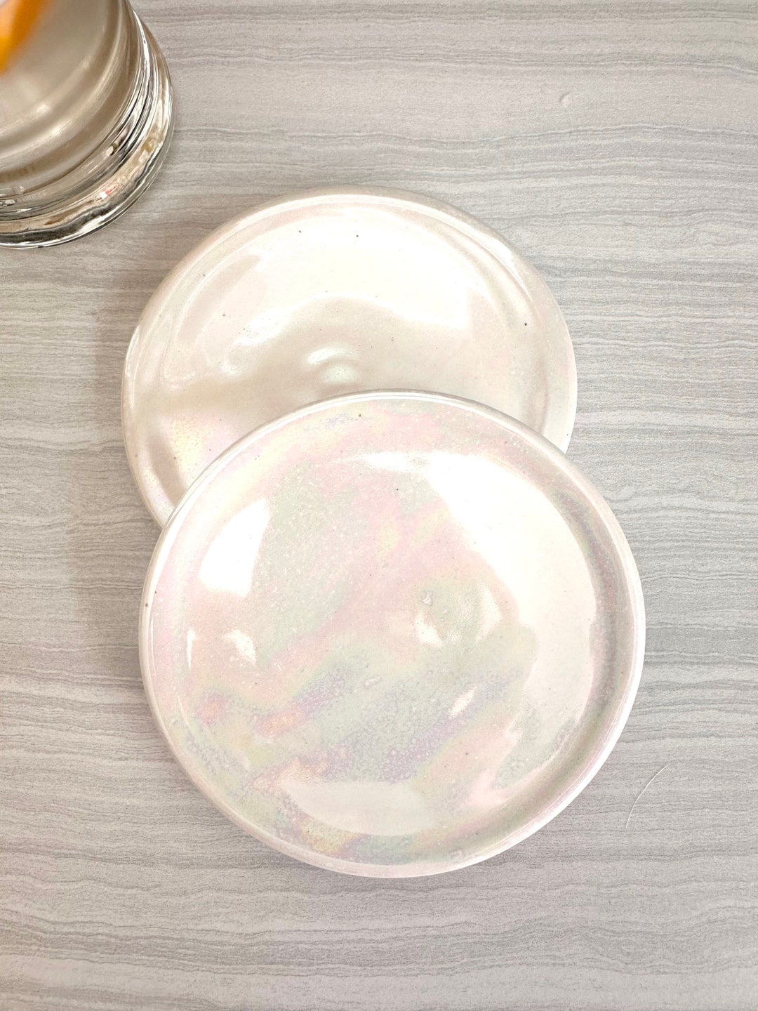 Light Pearl Coaster Set 2 Handmade Pottery Pottery Coasters Kitchen ...