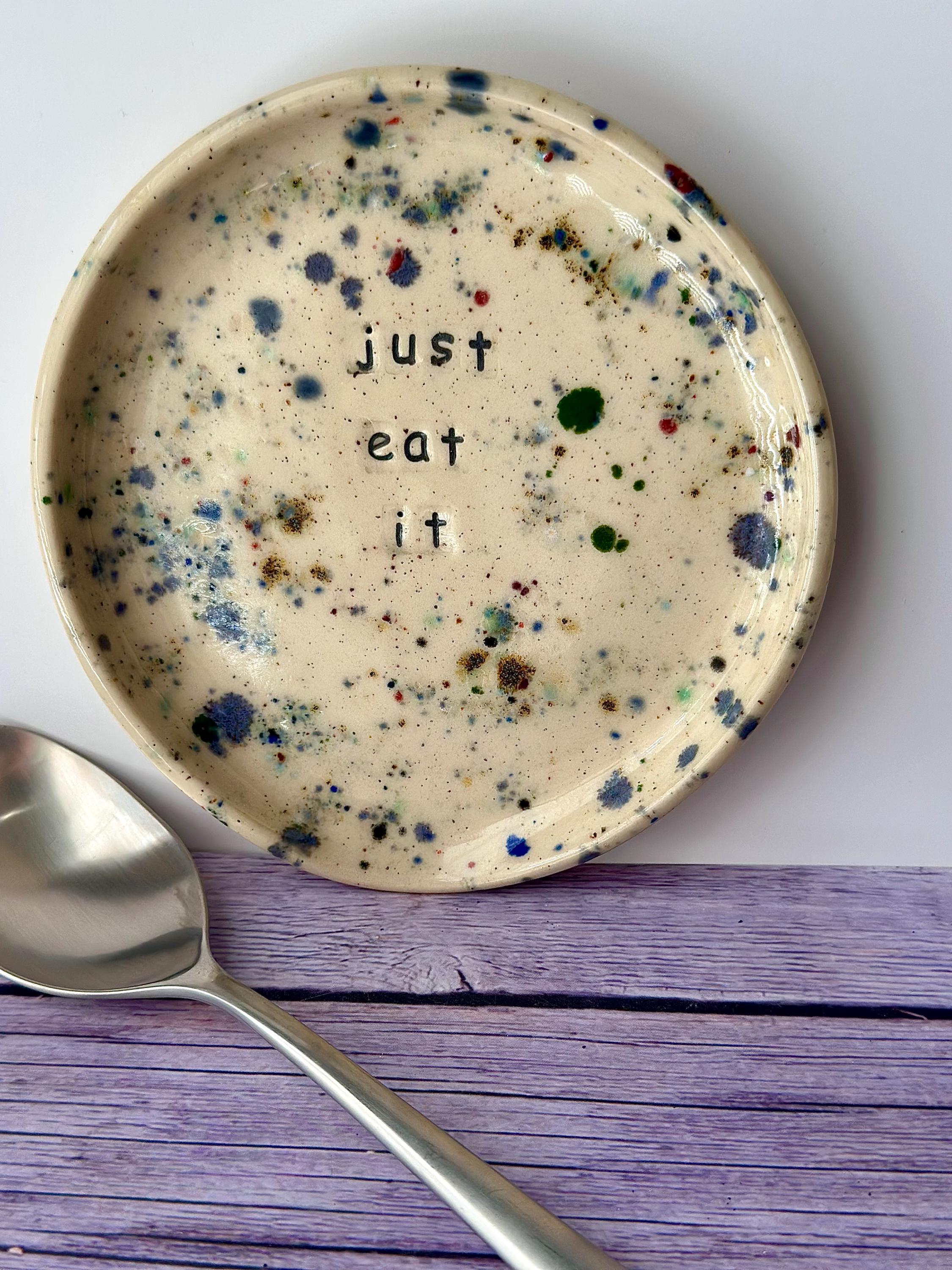 Just Eat It Spoon Rest | Sassy Handmade Pottery | Pottery Spoon Rest ...