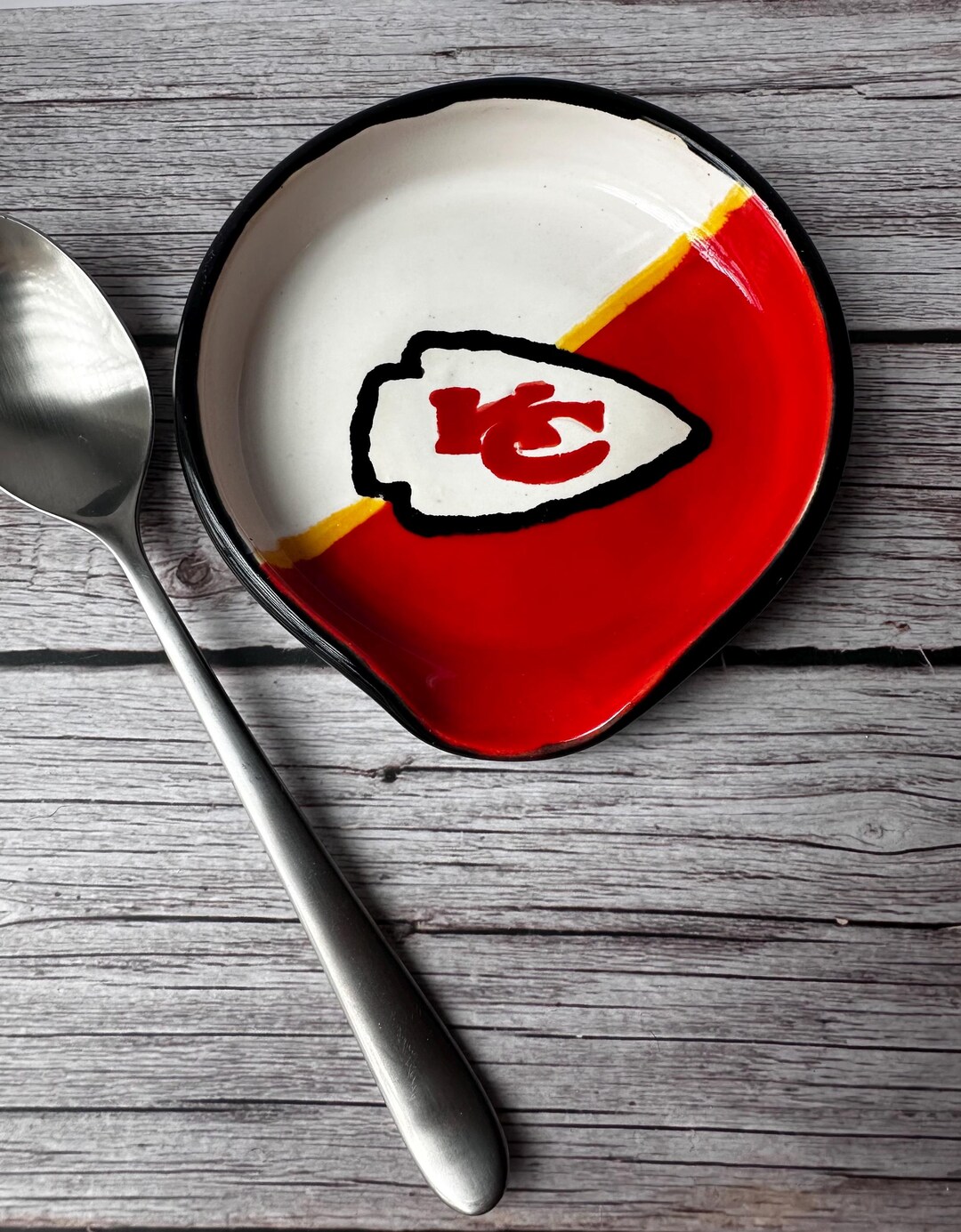 KC Chiefs - Inspired Spoon Rest | Handmade Pottery | Handmade Pottery ...