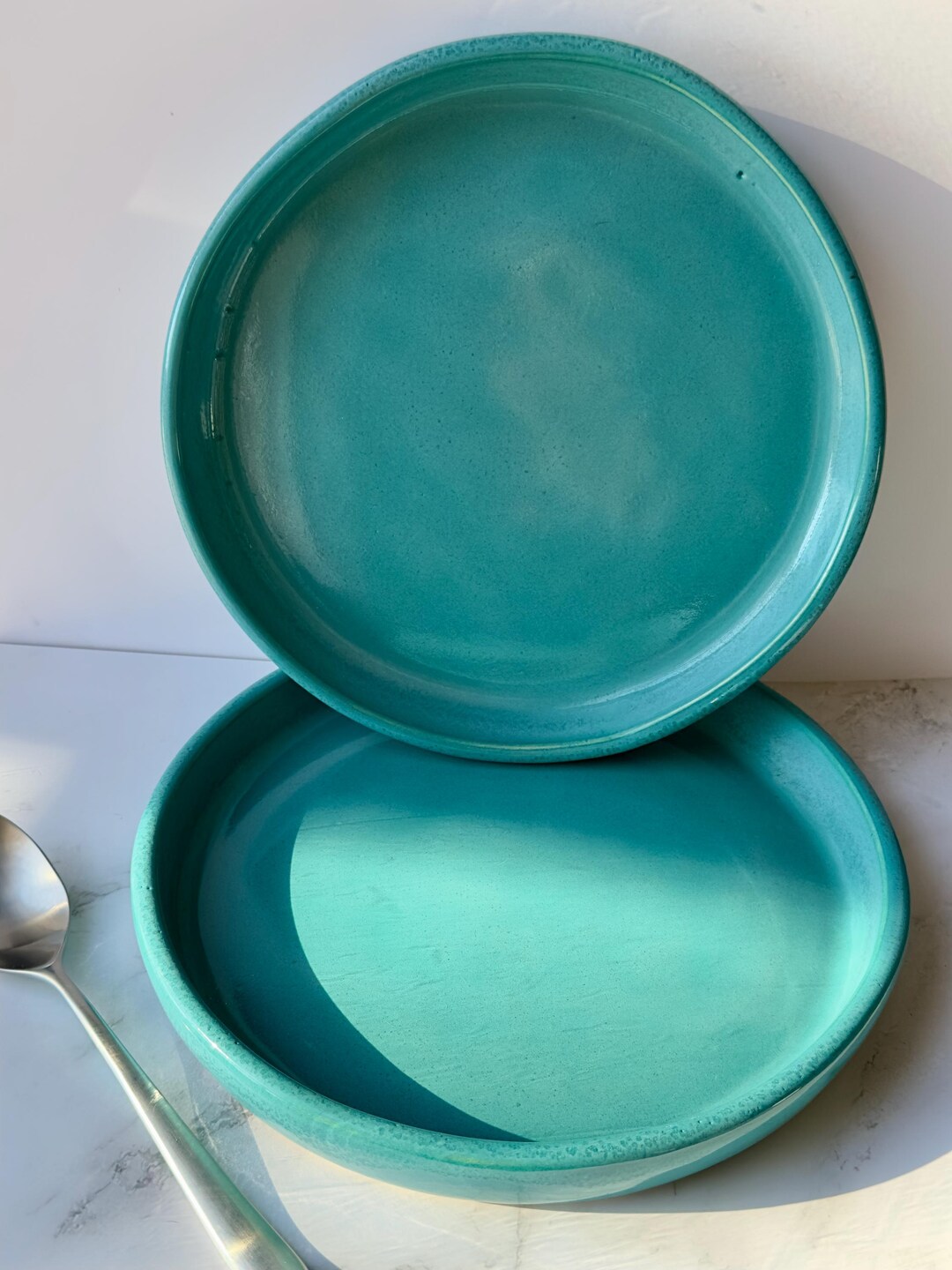 Teal Plate Set Handmade | Ocean Inspired | Handmade Pottery | Plates ...