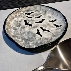 Moonlight Bats Spoon Rest Halloween Pottery Handmade Pottery Pottery ...