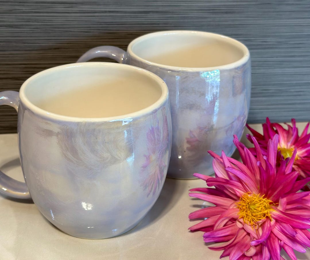 Set of 2 Lavender Pearl Mugs | Handmade Ceramic Mugs | Handmade Pottery ...