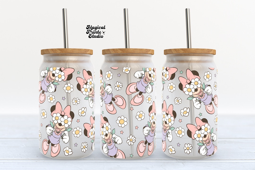 Mouse Daisies Libbey Glass Can Wrap, 16oz Glass Can Wrap, 16oz Libbey ...