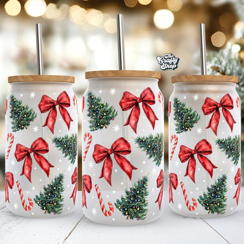 Holiday Glass Can Sipper - Etsy UK