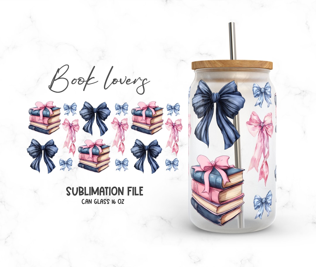 Coquette Books Bow Libbey Wrap Png, Couquette Era Book Lovers 16oz ...