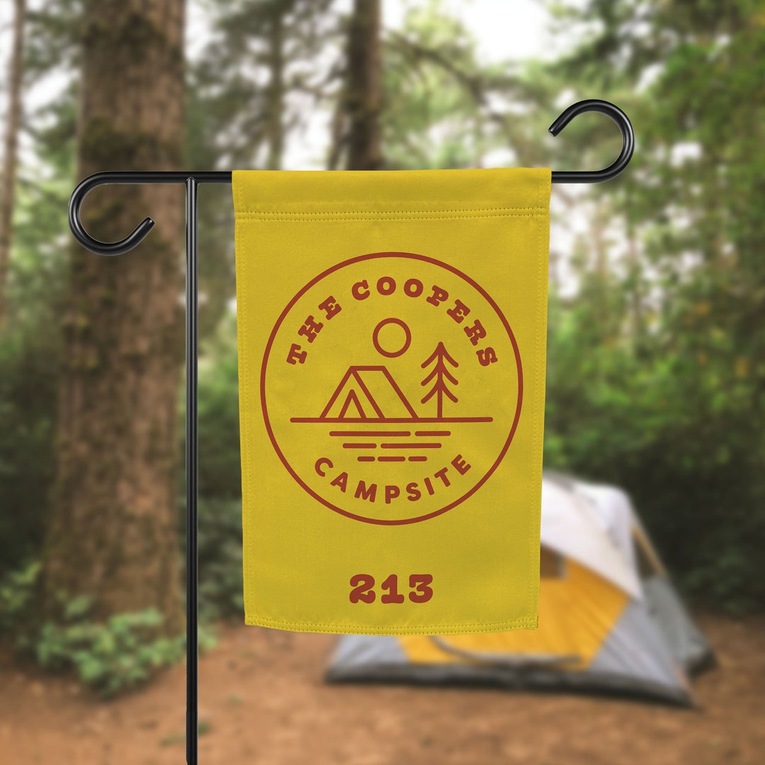 Family Campsite Personalised Flag Custom Camping Sign, Camper Indoor ...