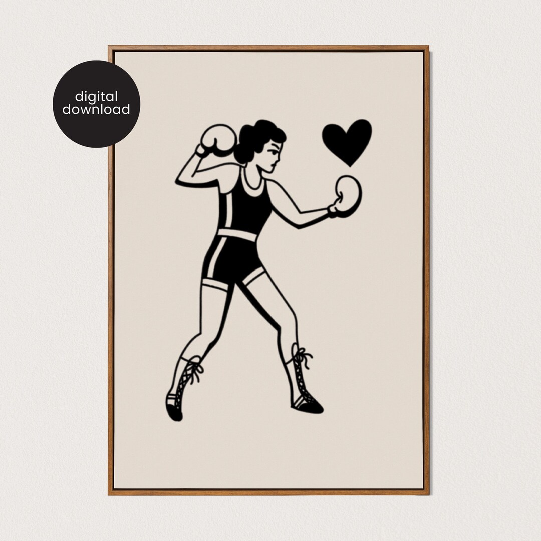 PRINTABLE Love Boxer Tattoo Flash Art Print Vintage Wall Art ...