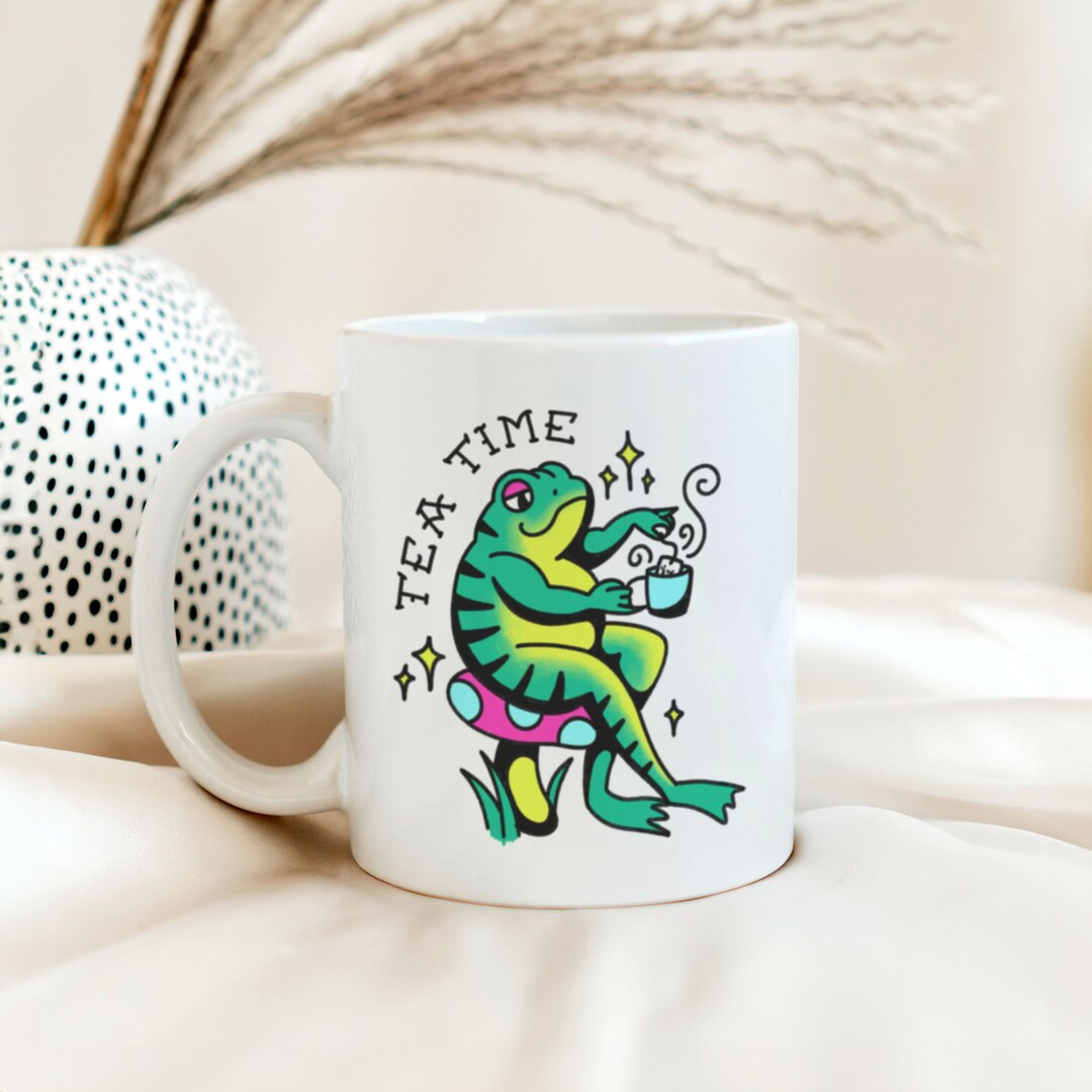 Tea Time Toad Mug Frog Mushroom Mug Cottagecore Ceramic Coffee - Etsy