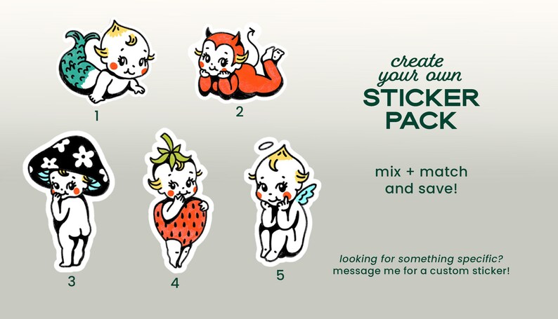 Kewpie Sticker Pack Devil Sticker Strawberry Sticker - Etsy