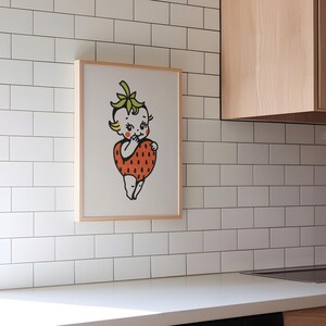 PRINTABLE Strawberry Kewpie Art Print Cute Kewpie Wall Art Tattoo Flash ...
