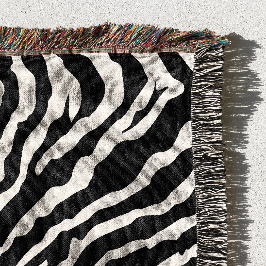 Zebra Woven Throw Blanket Black and White Tapestry Jungle Wall Hanging ...
