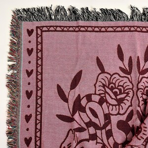 Pink Cats Woven Tapestry, Valentines Throw Blanket, Traditional Tattoo ...