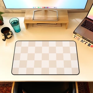 Checker Desk Mat Neutral Aesthetic Workspace Mousepad Beige Cream ...