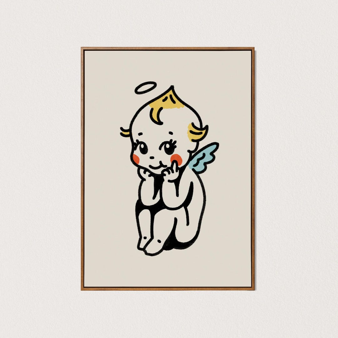 PRINTABLE Angel Kewpie Art Print Cute Kewpie Wall Art Tattoo Flash ...