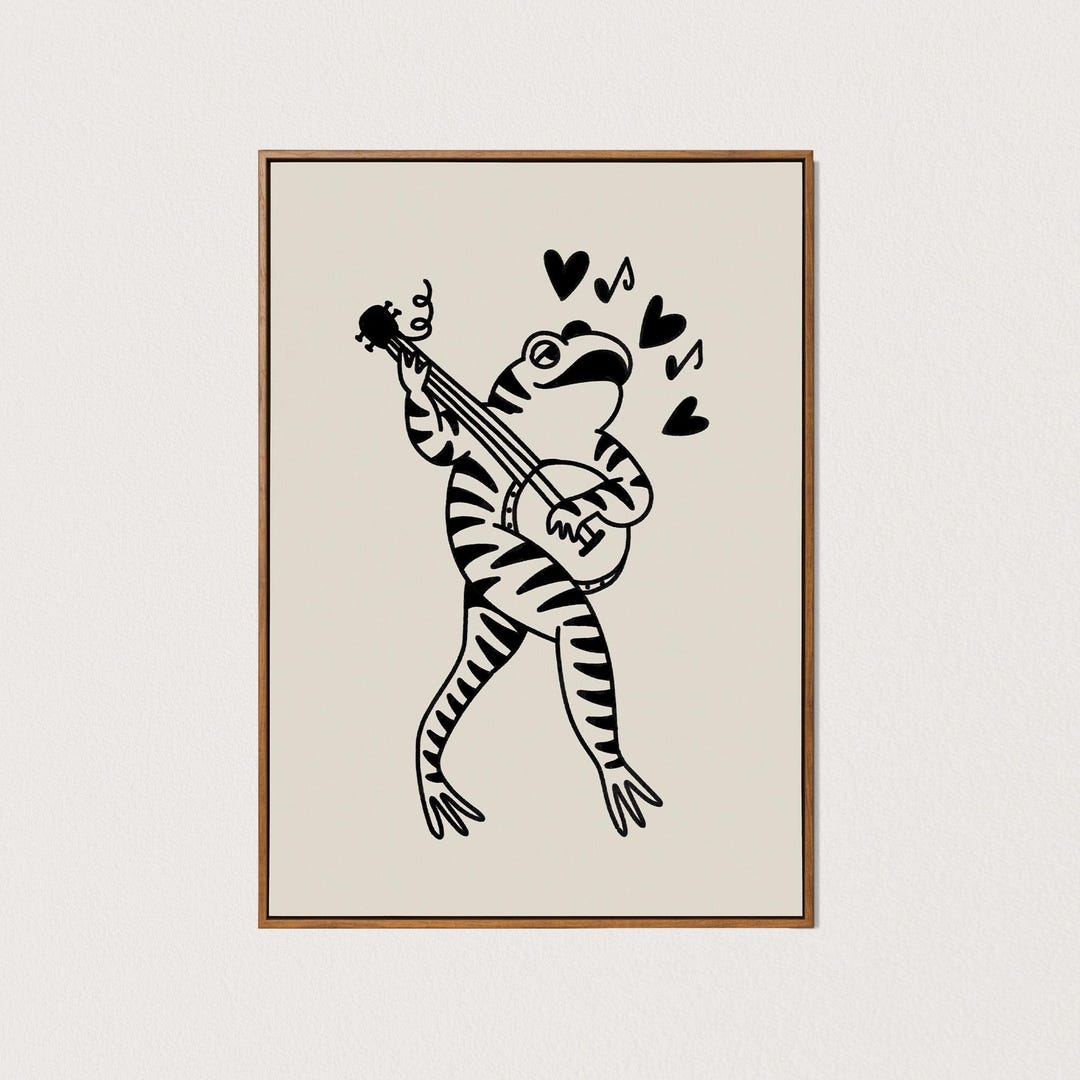 PRINTABLE Happy Frog Tattoo Flash Art Print Banjo Toad Wall Art ...