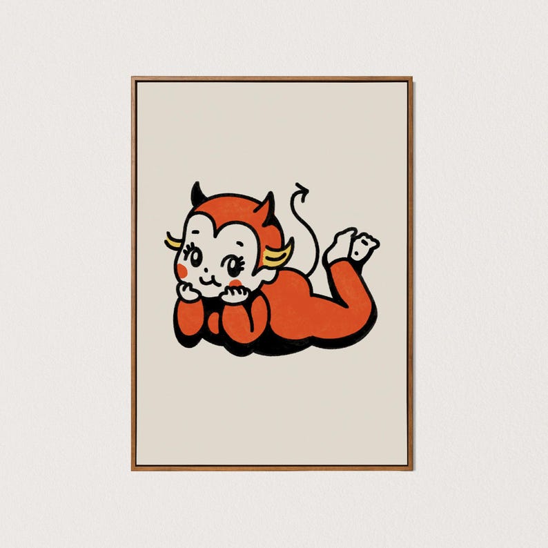 PRINTABLE Devil Kewpie Art Print Cute Kewpie Wall Art Devil Tattoo ...