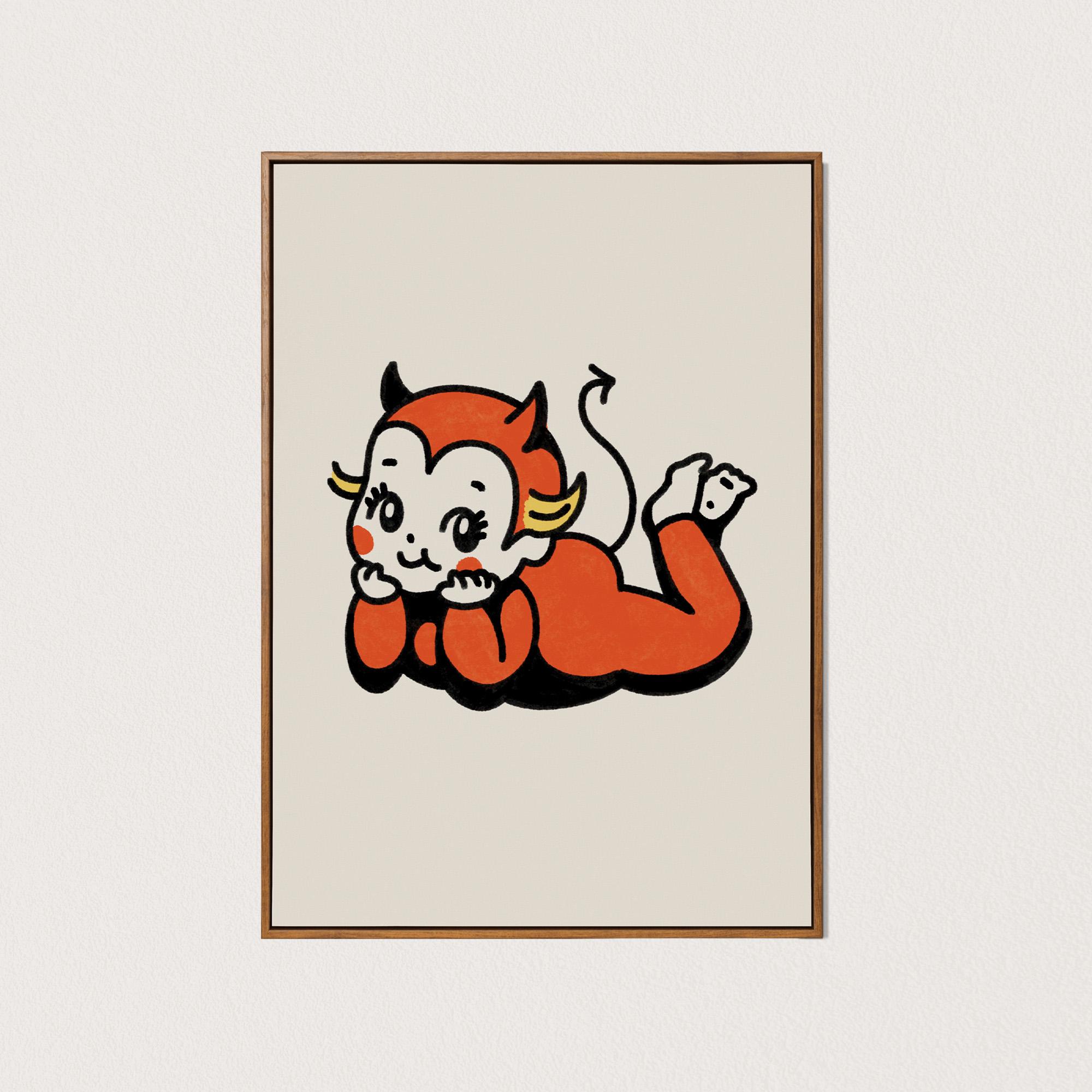 PRINTABLE Devil Kewpie Art Print Cute Kewpie Wall Art Devil Tattoo ...