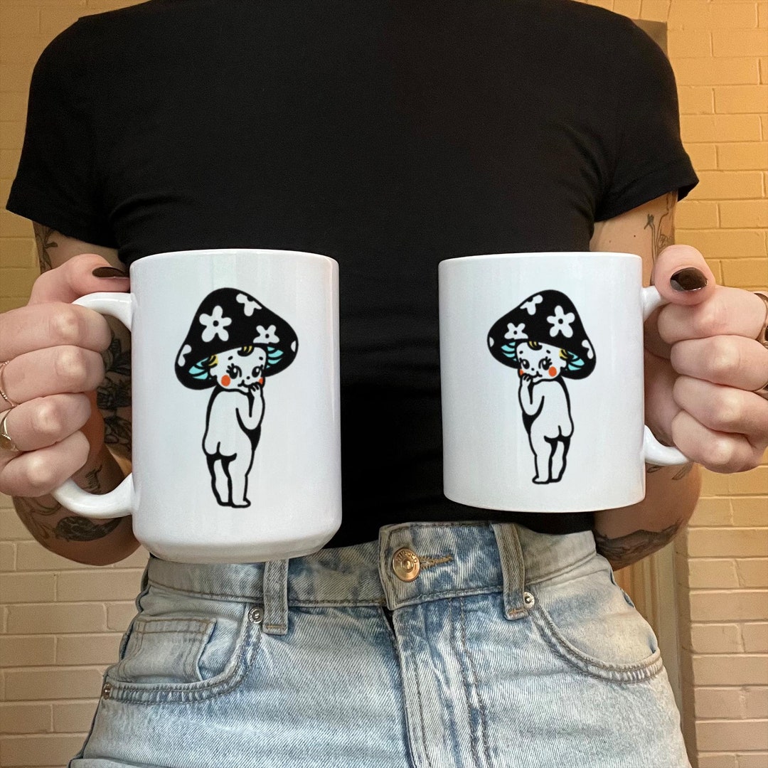 Mushroom Kewpie Coffee Mug: Cheeky Sonny Angel Tea Cup - Etsy