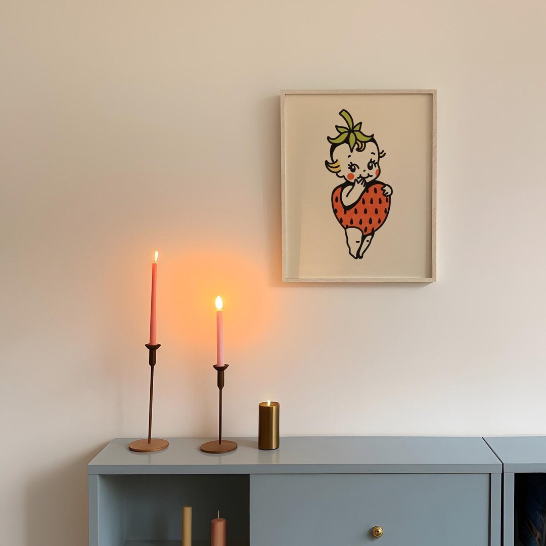 Kewpie Strawberry Tattoo Art Print Cute Kewpie Wall Art Tattoo Flash ...