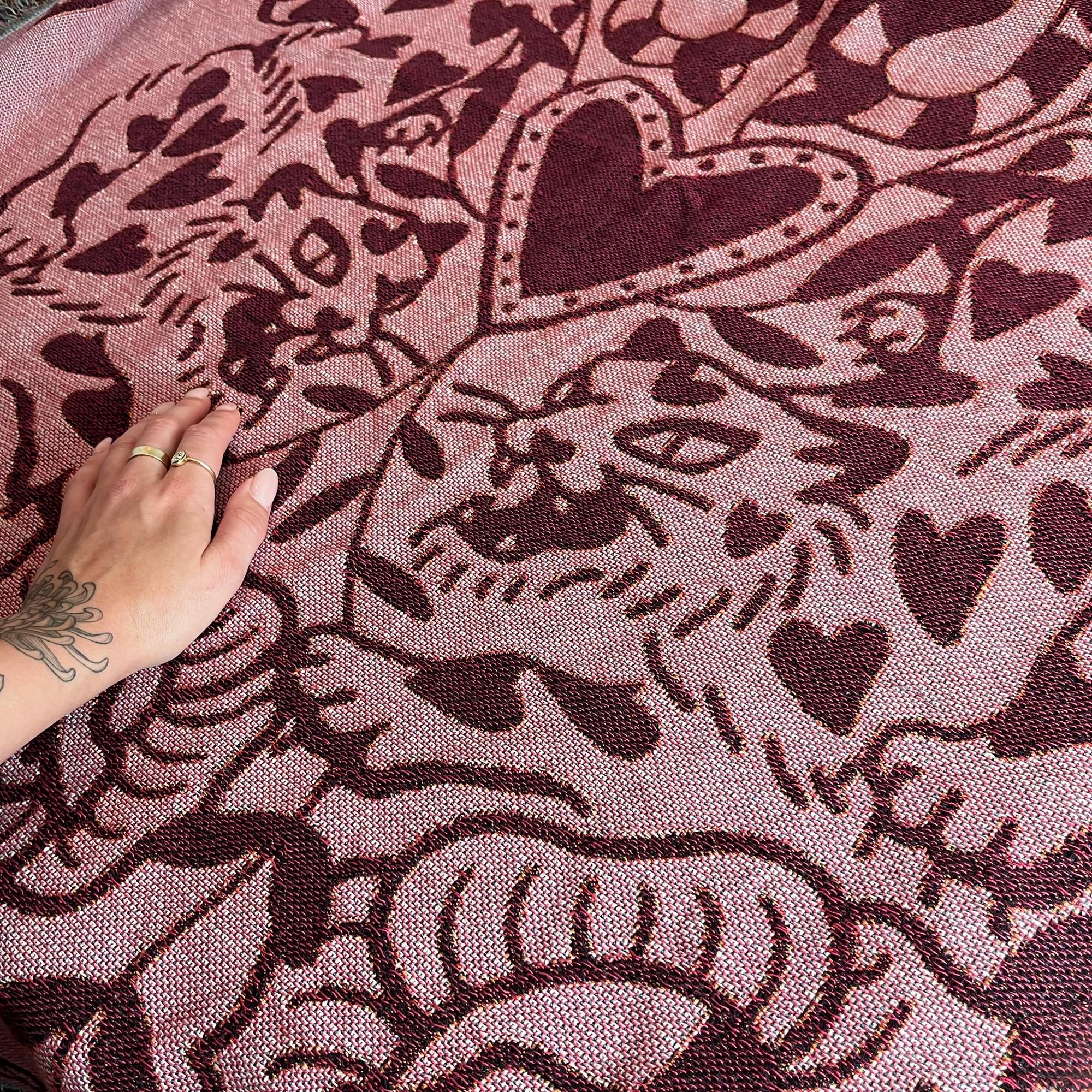 Pink Cats Woven Tapestry, Valentines Throw Blanket, Traditional Tattoo ...