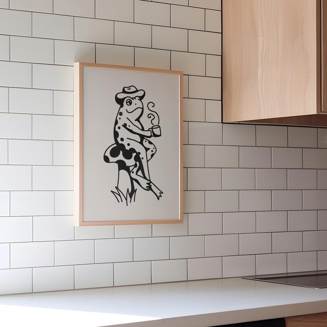 Coffee Toad Art Print Tea Toad Kitchen Wall Art Tattoo Flash Decor ...