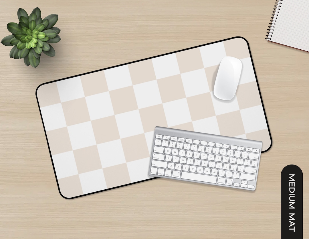 Checker Desk Mat Neutral Aesthetic Workspace Mousepad Beige Cream ...