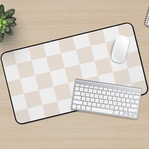 Checker Desk Mat Neutral Aesthetic Workspace Mousepad Beige Cream ...