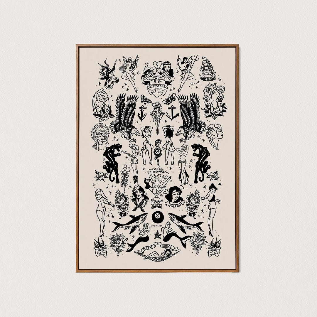 PRINTABLE Nautical Tattoo Flash Art Print Sailor Jerry Wall Art ...