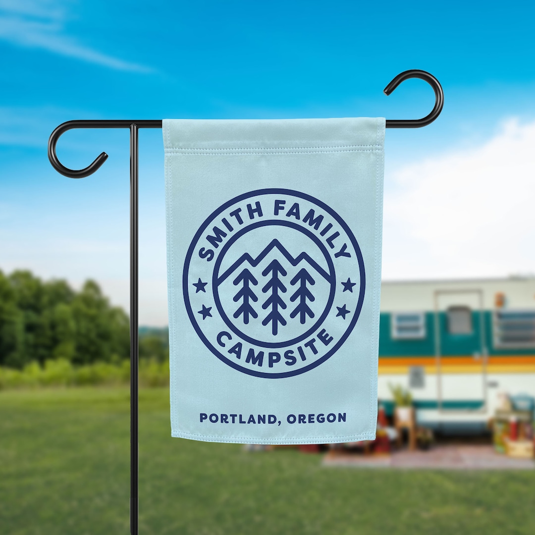 Custom Campsite Flag Personalised Family Camping Sign Camper Indoor ...