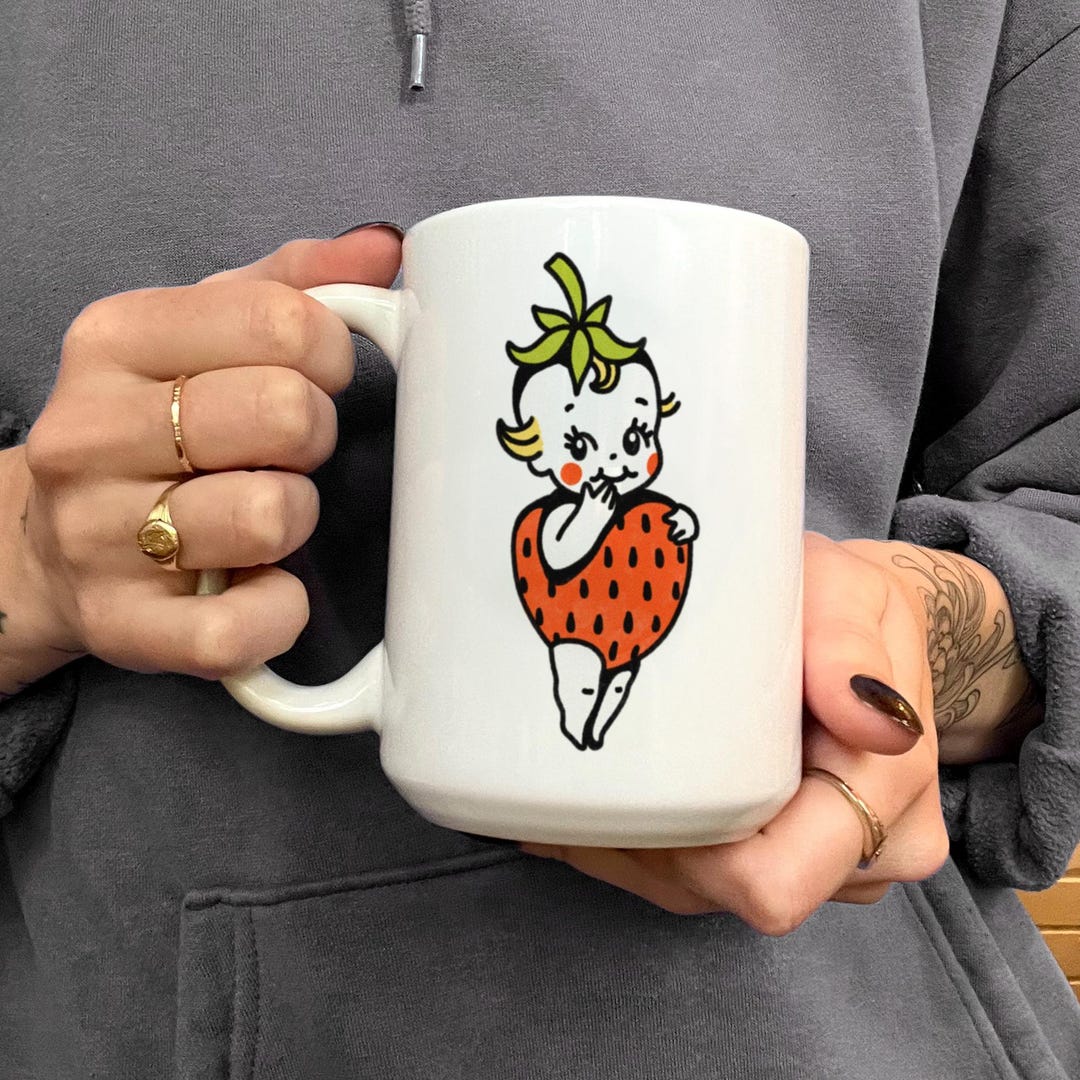 Strawberry Kewpie Coffee Mug: Cheeky Sonny Angel Tea Cup - Etsy