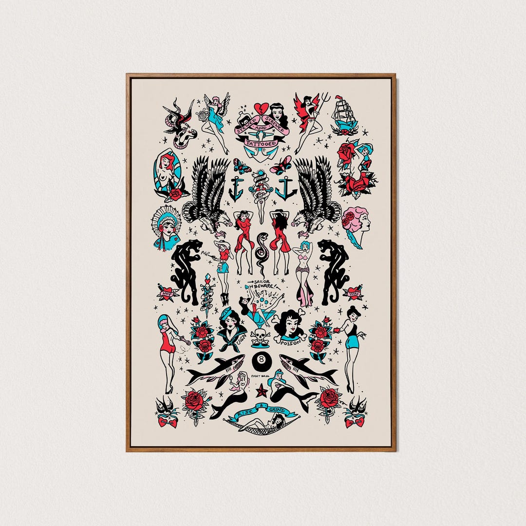 PRINTABLE Nautical Tattoo Flash Art Print Sailor Jerry Wall Art ...