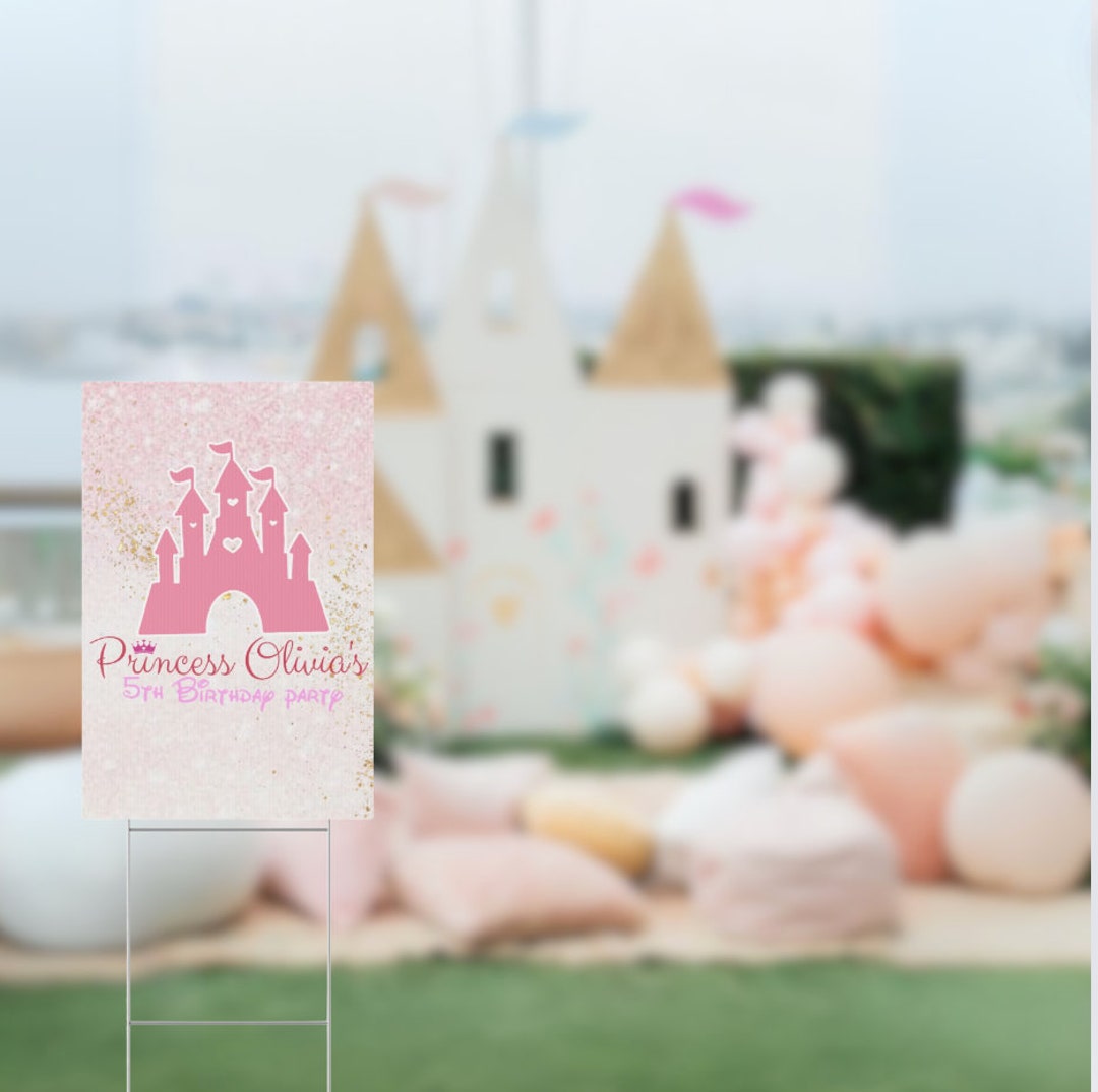 Disney Princess Yard Sign for Kids Party, Plastic Birthday Sign ...