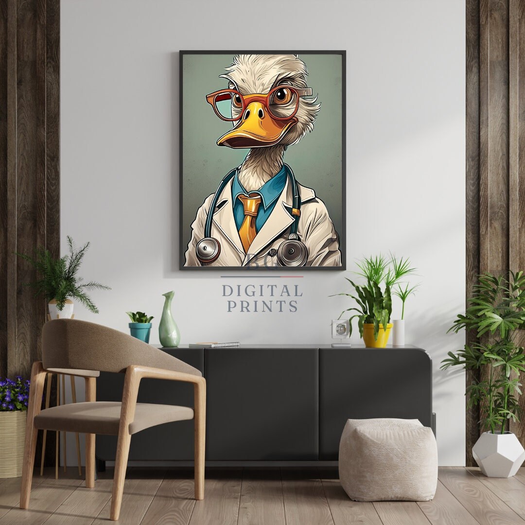 Goofy Duck as a Doctor Art Interior Decoration Wall Art Digital ...