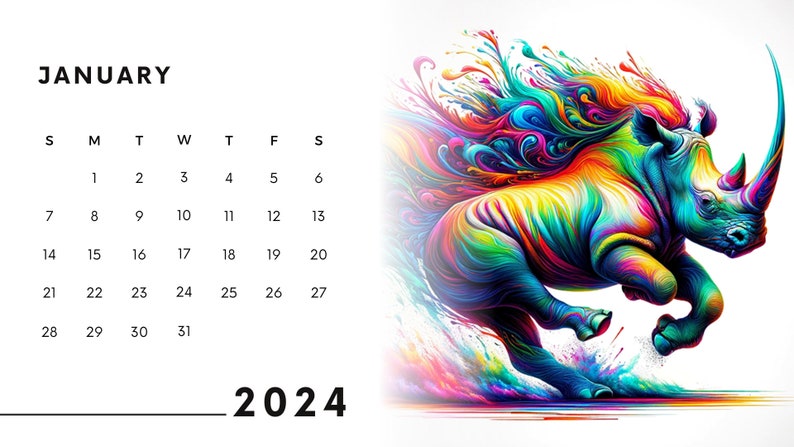 Animals 2024 Calendar Printable Download - Etsy