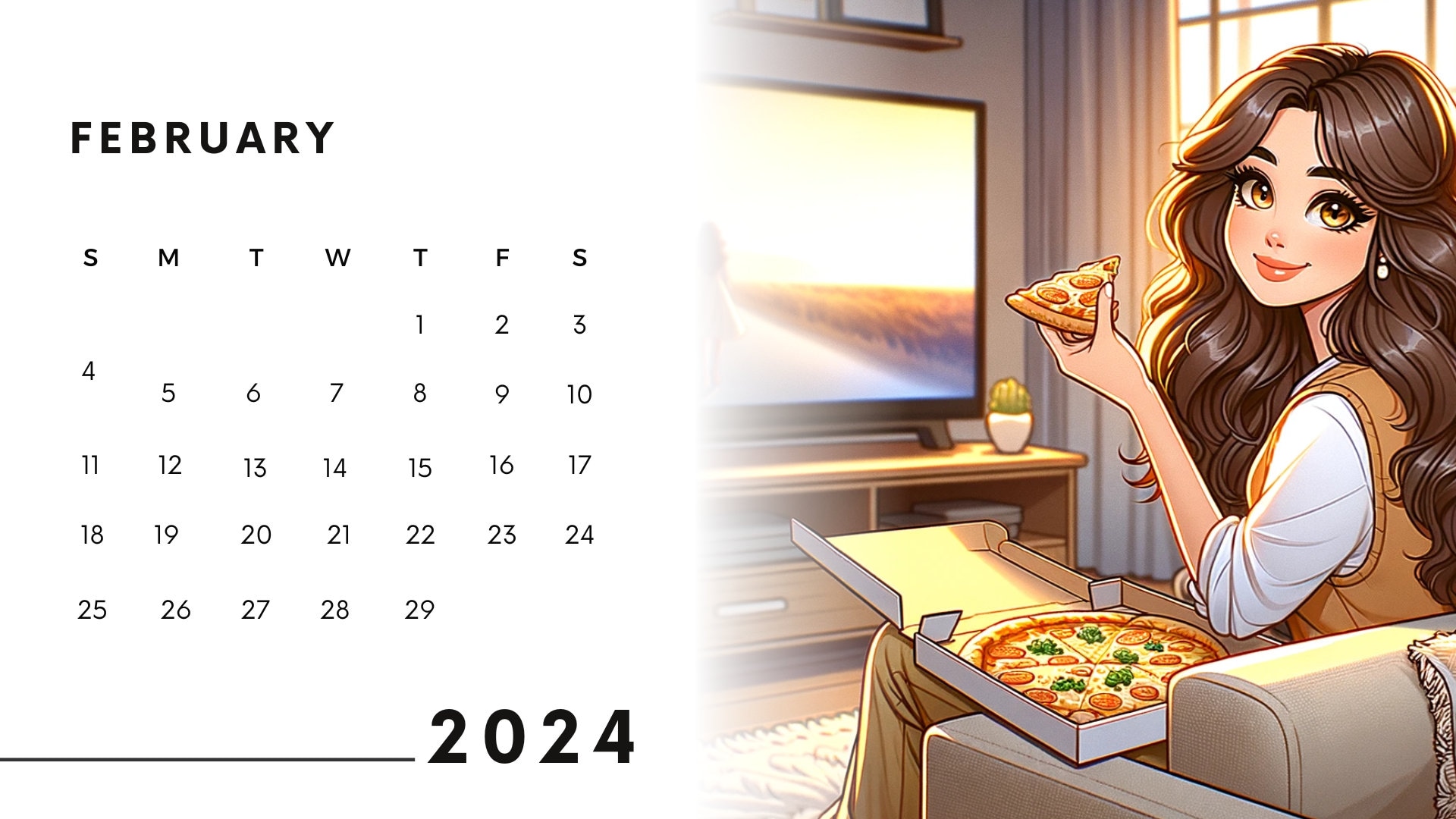 Cute Girl 2024 Calendar Printable Download - Etsy