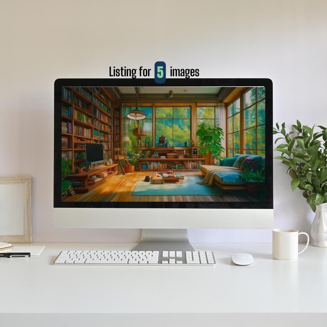 Cozy Library Sunroom Wallpaper - Relaxing Digital Art for Desktop ...