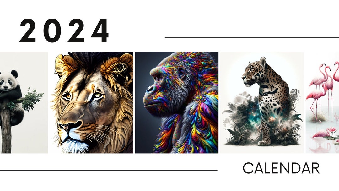 Animals 2024 Calendar Printable Download - Etsy