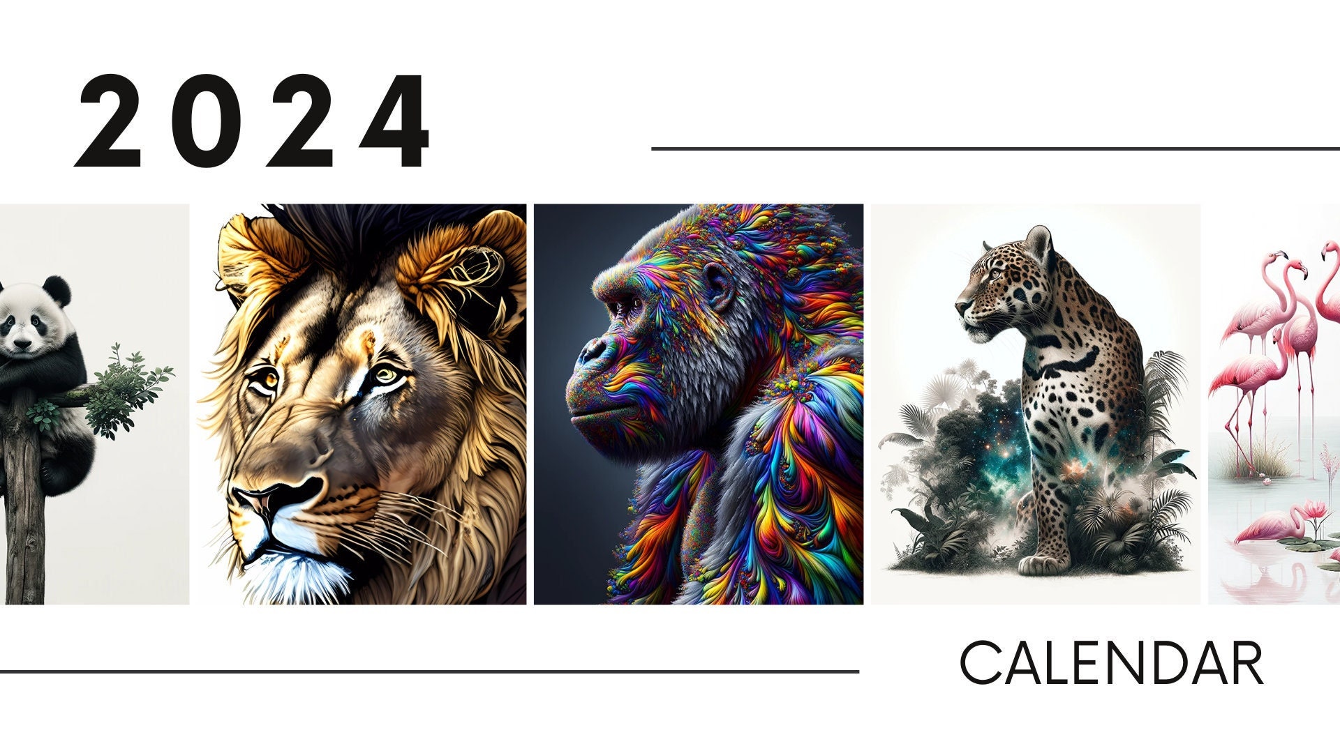 Animals 2024 Calendar Printable Download - Etsy