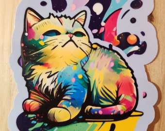 Cool Rainbow Holographic Cat Sticker: Add Whimsical Charm to Your ...