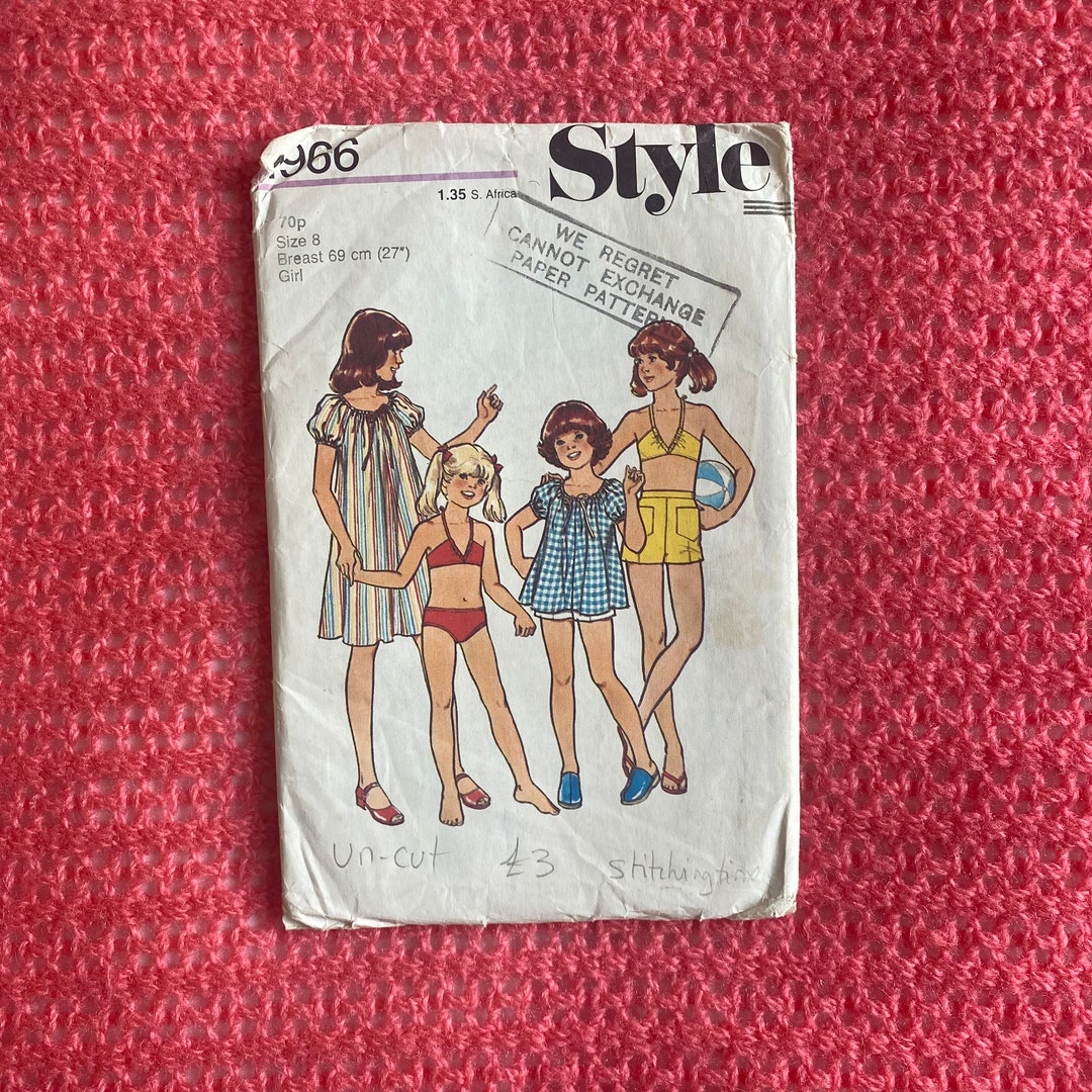 Vintage Girls Swim Beach Summer Dress Sewing Pattern Simplicity 5359 ...