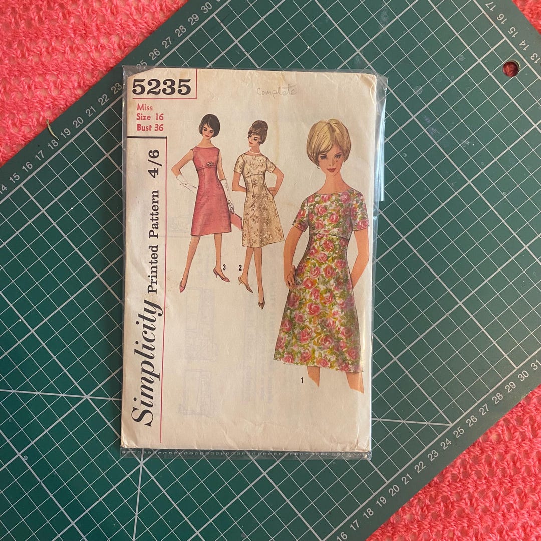 Vintage A Line Empire Dress Sewing Pattern Simplicity 5235 Bust 36 ...
