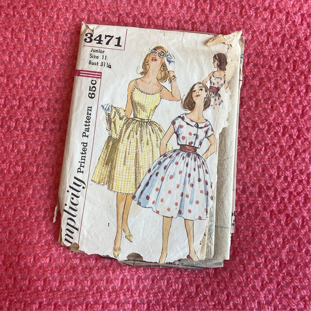 Vintage Simplicity 3471 Sewing Pattern Bust 31 1950s Teen Sundress Prom ...