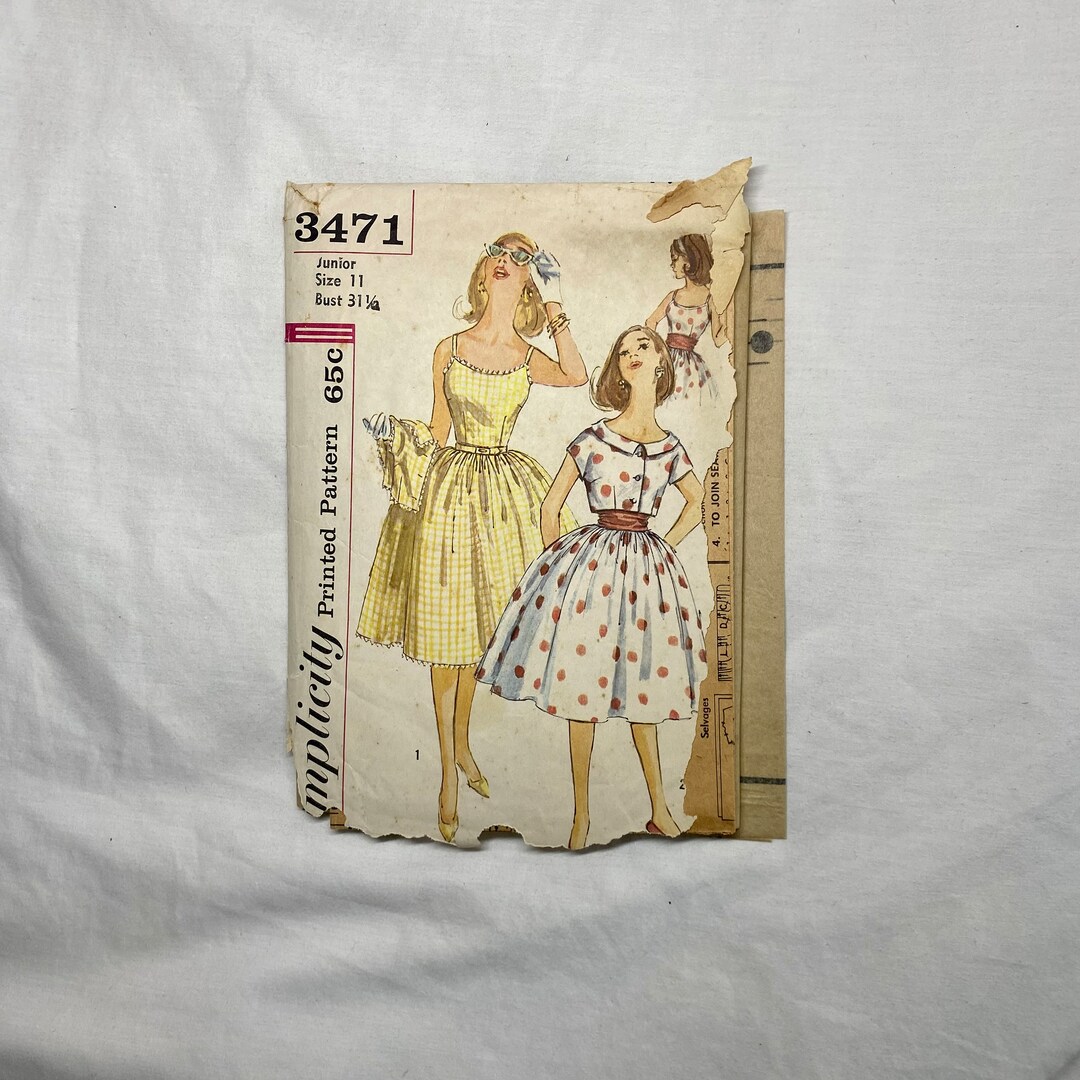 Rare Vintage Simplicity 3471 Pin up 1950s Sundress Pattern Size 11 Bust 31 - Etsy
